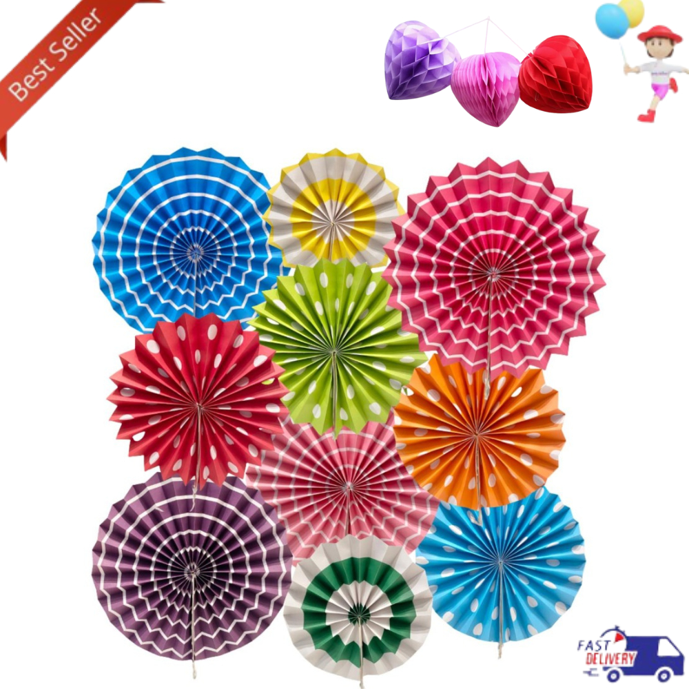 Jual Paper Fan Dekorasi Motif Polkadot dan Garis Random Honeycomb ...