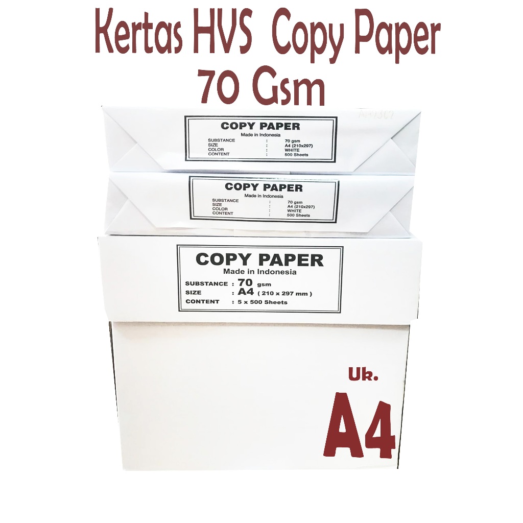 Jual Kertas HVS COPY PAPER 70 Gsm Ukuran A4 , 1 RIM / 500 Lembar ...