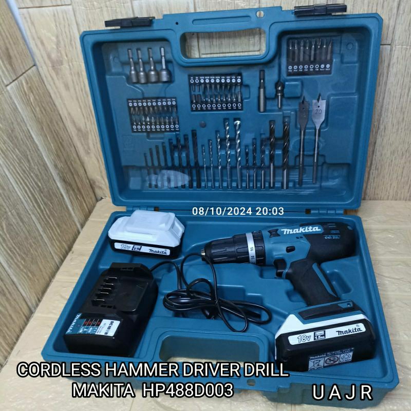 Jual Mesin Bor Cordless Hammer Drill Driver HP 488 D003 Makita | Shopee ...