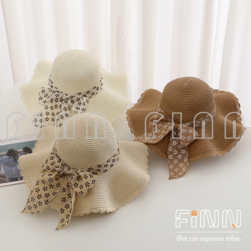 Jual Finn - Topi Pantai Pita Bunga New Summer Hat Topi Rajut Jerami Topi Pantai Gelombang ...