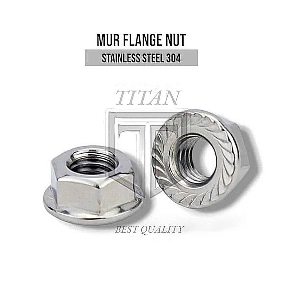 Jual (15pcs) Mur Flange Nut M6 Mur 6mm topi Stainless Steel 304 anti ...