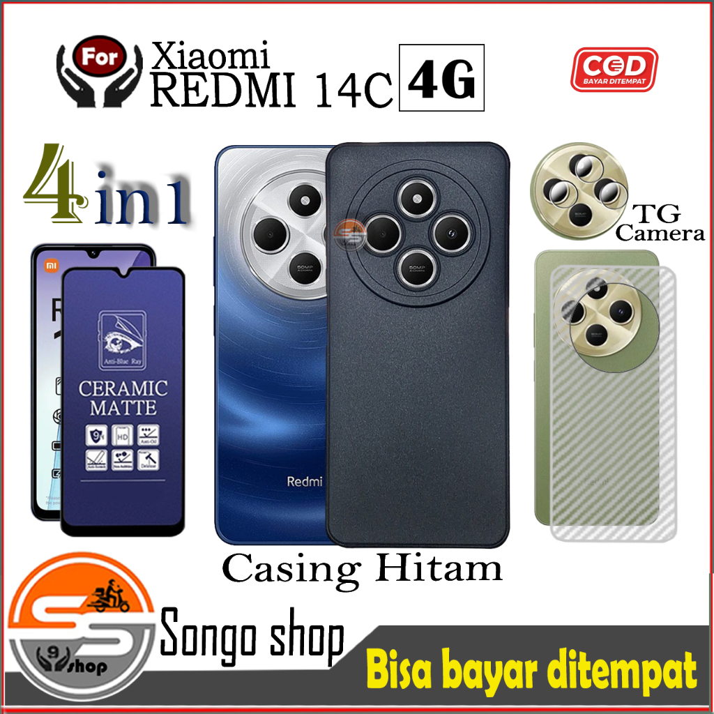 Jual PAKET 4in1 Soft Case Hitam XIAOMI REDMI 14C 4G Casing pro camera ...