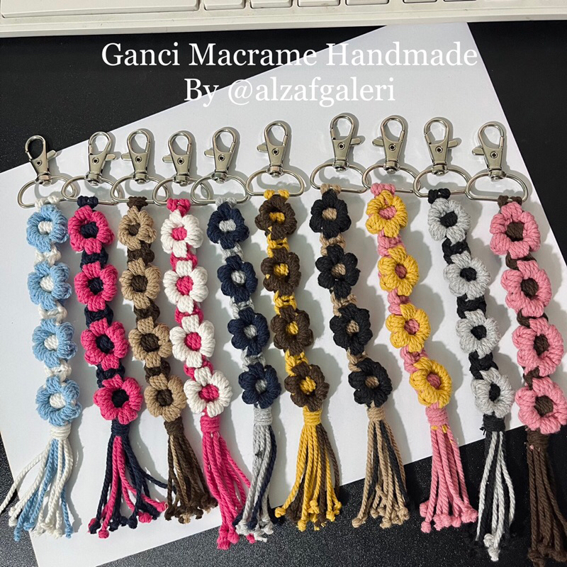 Jual Gantungan Kunci Macrame Flower Handmade || Keychain Benang Macrame ...