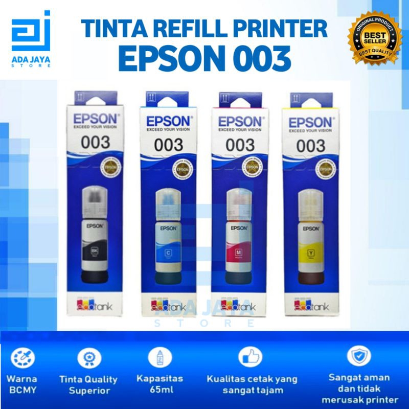 Jual 1 SET TINTA EPSON 003 (HITAM, BIRU, MERAH, KUNING) || L1110 L3110 L3101 L3150 L5190 L3100 ...