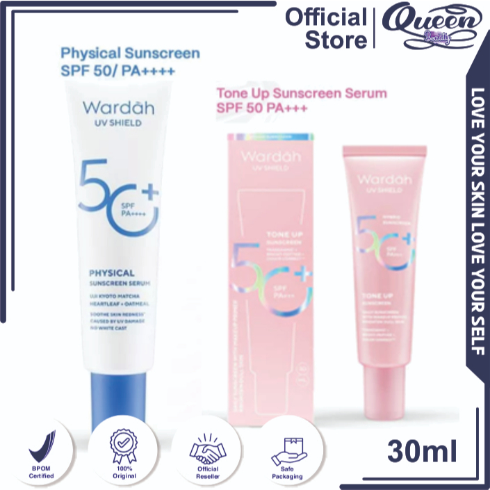 Jual WARDAH UV Shield Physical & Tone Up Sunscreen Serum SPF 50+ PA++++ 30 ml | Shopee Indonesia