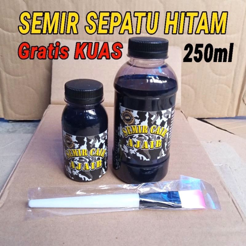 Jual Semir sepatu hitam / semir cair kulit 80ml 250ml ajaib gratis kuas ...