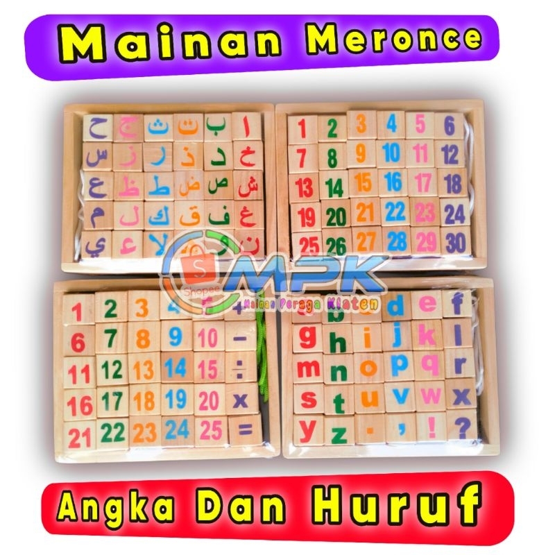 Jual MAINAN EDUKASI MERONCE ANGKA DAN HURUF KUBUS NATURAL KAYU PINUS ...