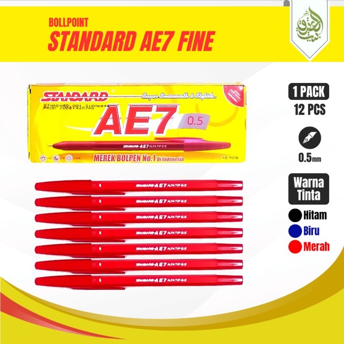 Jual Pen Standard AE7 Alfa Tip 0.5mm MERAH Original (12 Pcs ...
