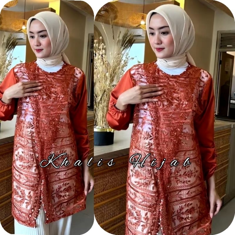 Jual ZIZE AMANDA OUTER BRUKAT WANITA DEWASA FULL PAYET MOTIF KOMBINASI ...
