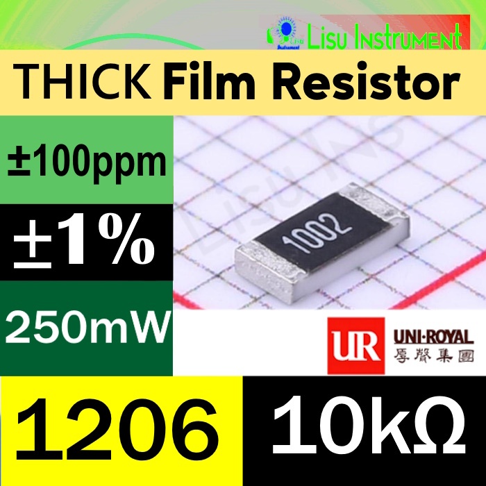 Jual 10kΩ 1206 ±1% 250mW 200V ±100ppm/℃ Thick Film Resistors 10k 10 ...