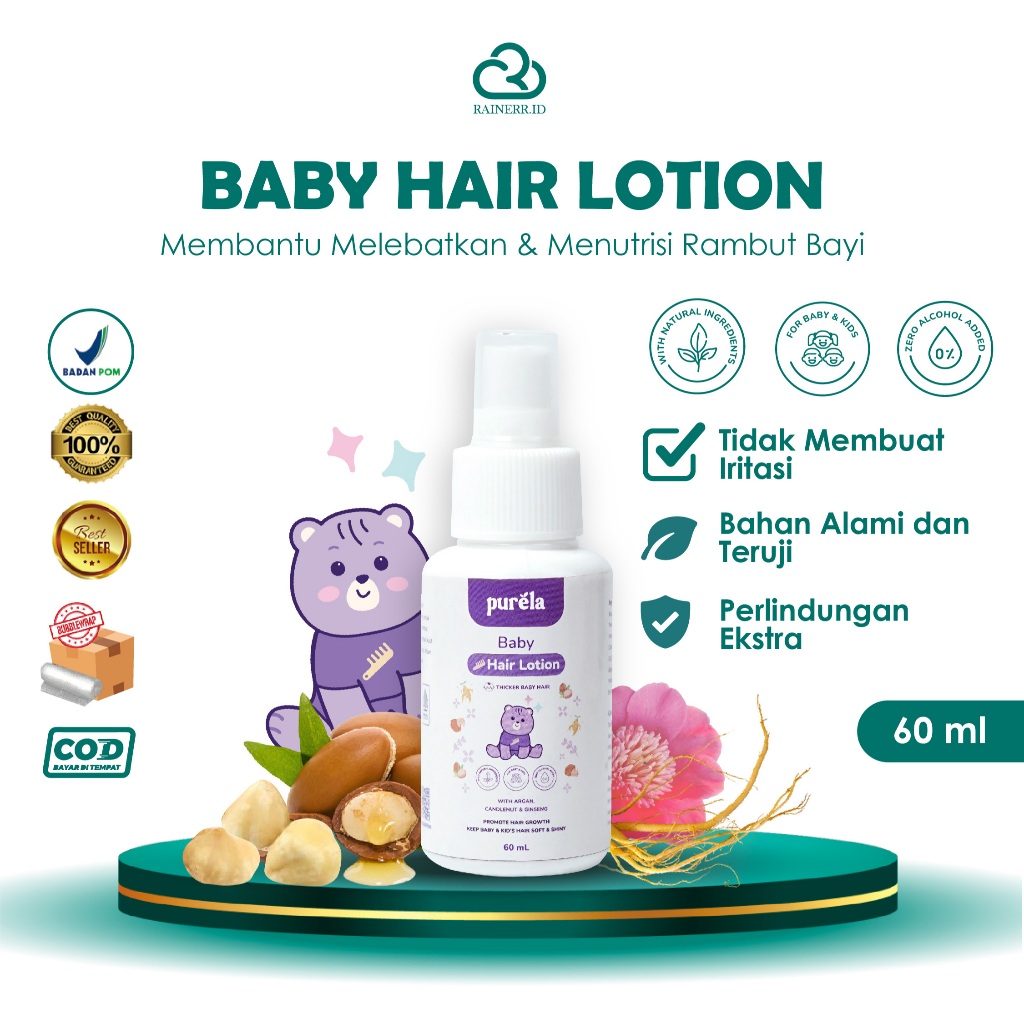 Jual PURELA Hair Lotion 60 ml - Lotion Rambut Bayi Anak - Perawatan ...