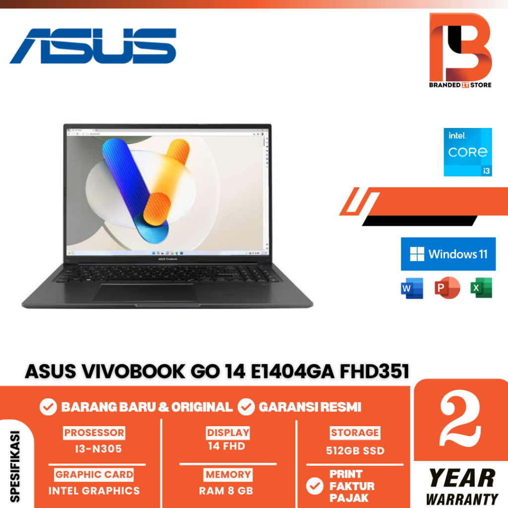 Jual Asus Vivobook Go 14 E1404GA FHD351 /Core i3-N305/8GB/512GB SSD/14 ...