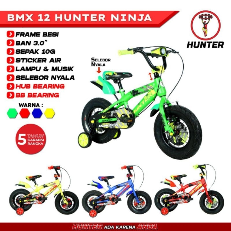 Jual SEPEDA ANAK LAKI LAKI BMX 12 / 16 / 18 INCH HUNTER NINJA BAN JUMBO ...