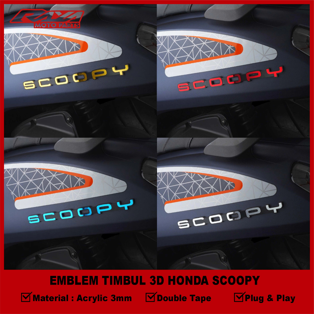 Jual RAYA - 2PCS EMBLEM SCOOPY 3D EMBLEM LOGO SCOOPY TIMBUL AKSESORIS ...