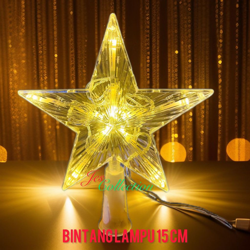 Jual Bintang Lampu LED Terbaru 2025 Dekorasi Pohon Natal Uk.15 cm - TOP ...