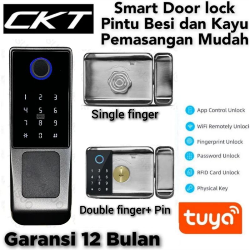 Jual smart door lock pintu kayu besi finger Print kunci sidik Jari ...