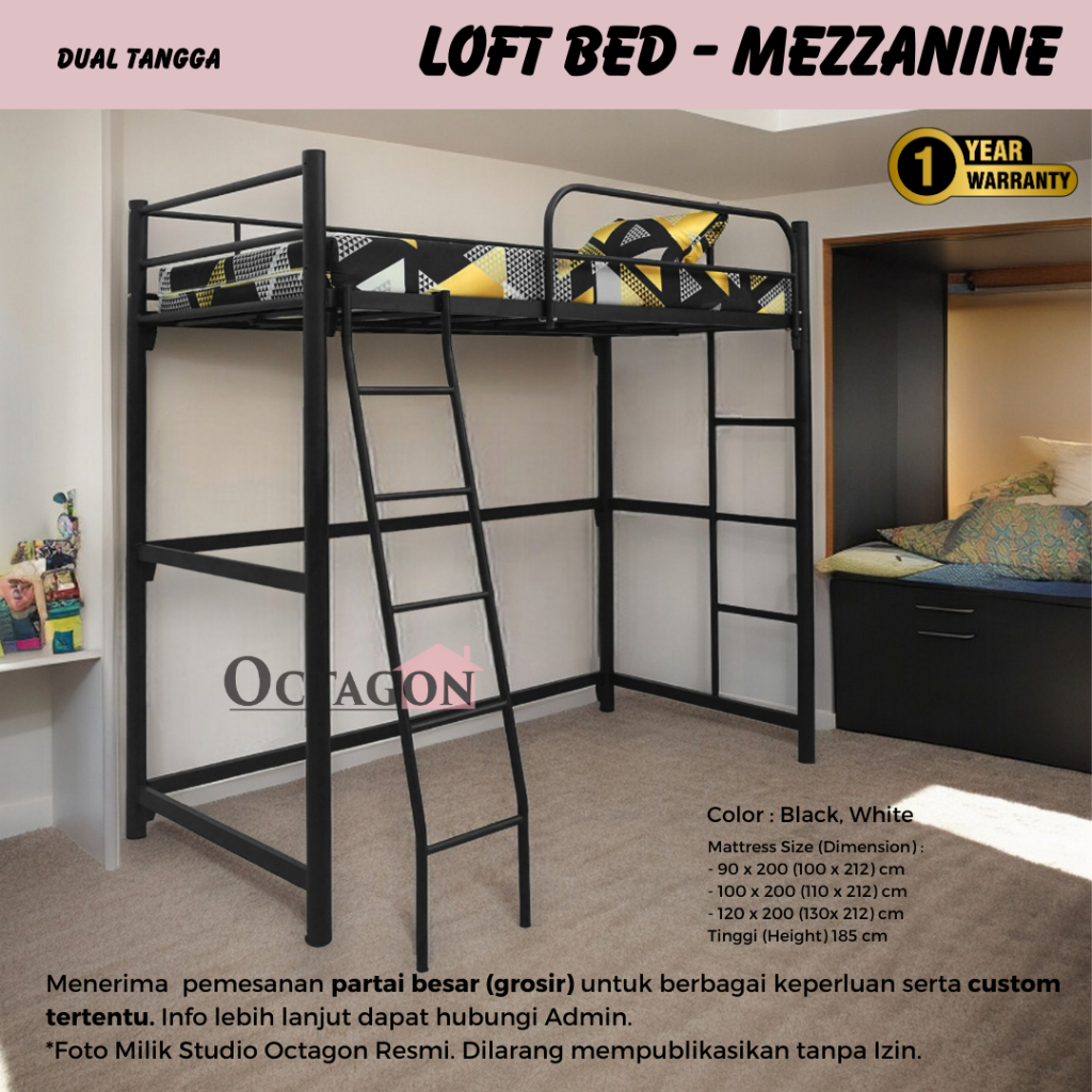 Jual Ranjang Mezzanine Loft Bed Besi Minimalis Ranjang Tingkat Melayang ...