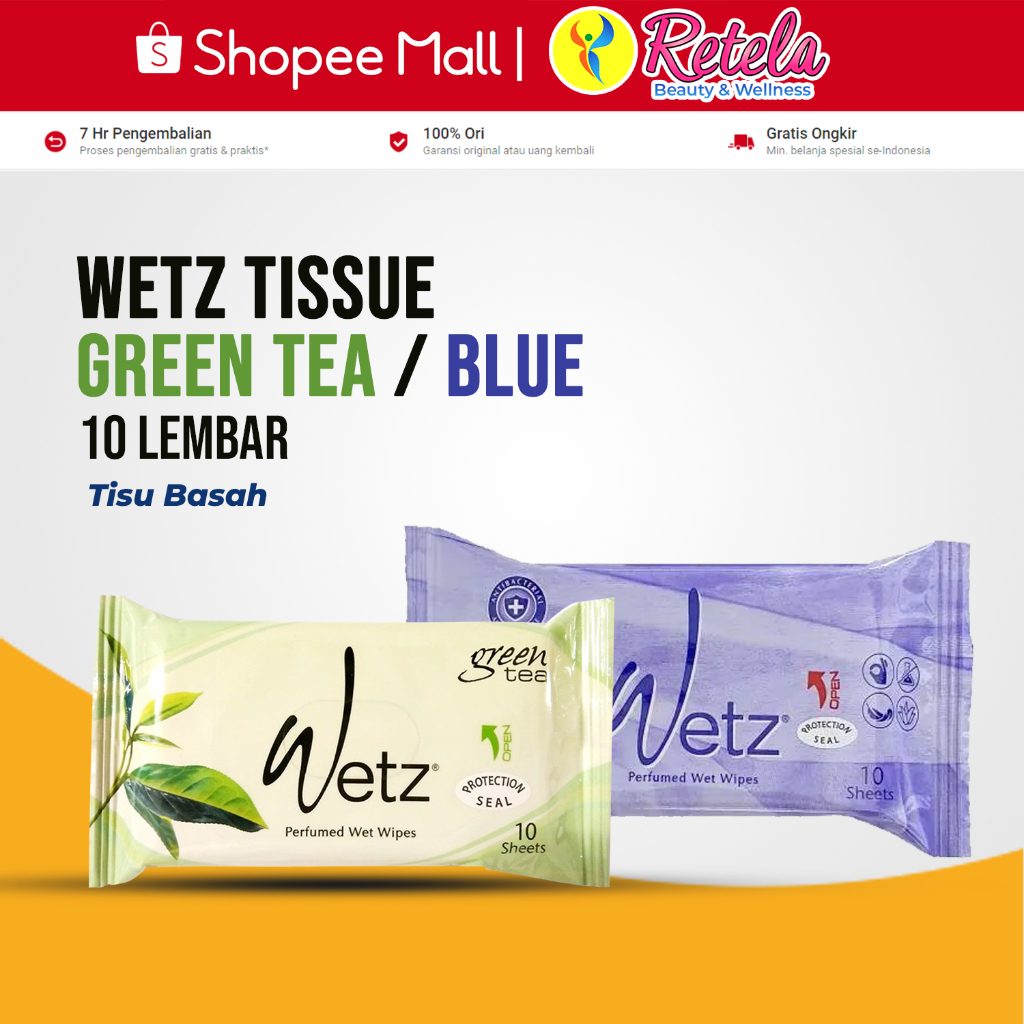 Jual Wetz Tissue Green Tea Isi 10'S / Wetz Tissue Blue Isi 10'S / Tisue ...