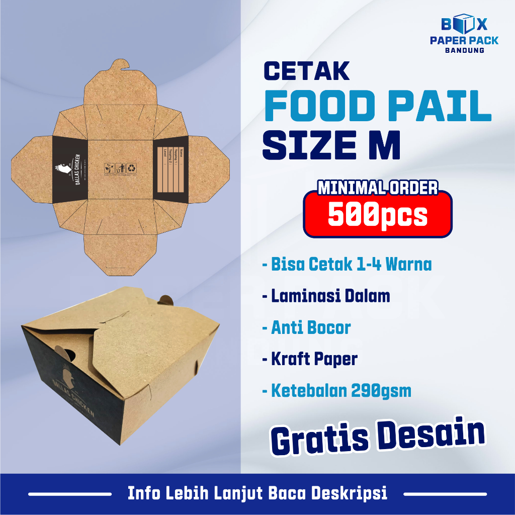 Jual Food Pail Rice Box Size M Custom Cetak Print Logo Merek Box ...