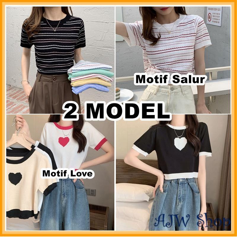 Jual AJW Atasan Wanita Import Rajut Korean Style Premium Lengan Pendek HU HAB | Atasan Wanita ...