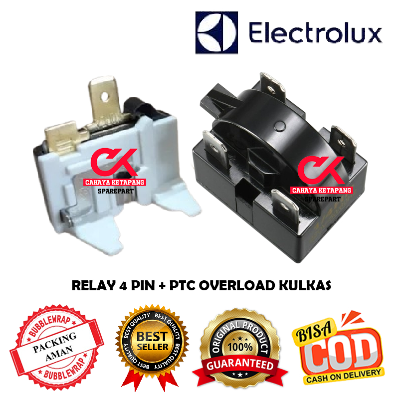 Jual Relay 4 Pin + Ptc Overload Kulkas ELECTROLUX 1 pintu / 2 pintu ...