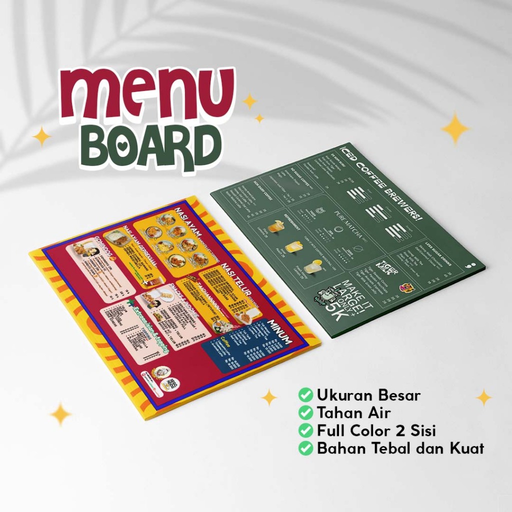 Jual Cetak Daftar Menu Board / Papan Menu / Menu Resto A3 + A4 | Shopee ...
