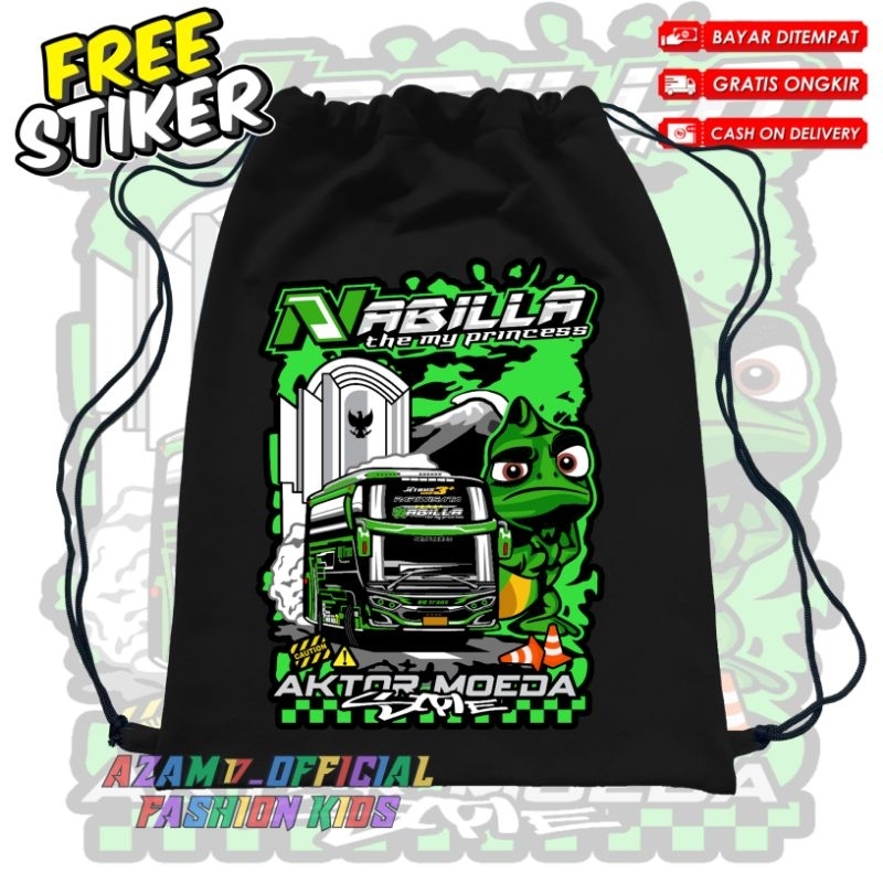 Jual (FREE STIKER) Tas Serut String Bag Anak Busmania Bus Nabila Free ...