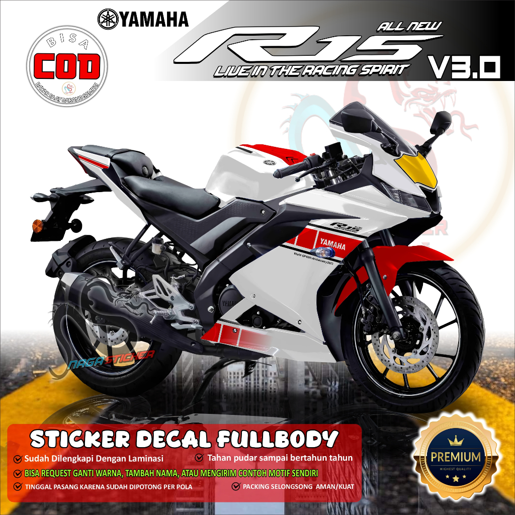 Jual [Decal Sticker Full Body YAMAHA R15 V3 VARIASI 60th worldgp ...