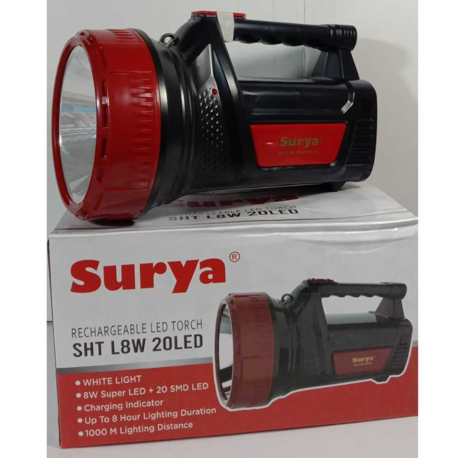 Jual Surya Rechargeable LED Torch/Senter SHT L8W 20LED Jarak Pencahayaan 1000 Meter (UK ...