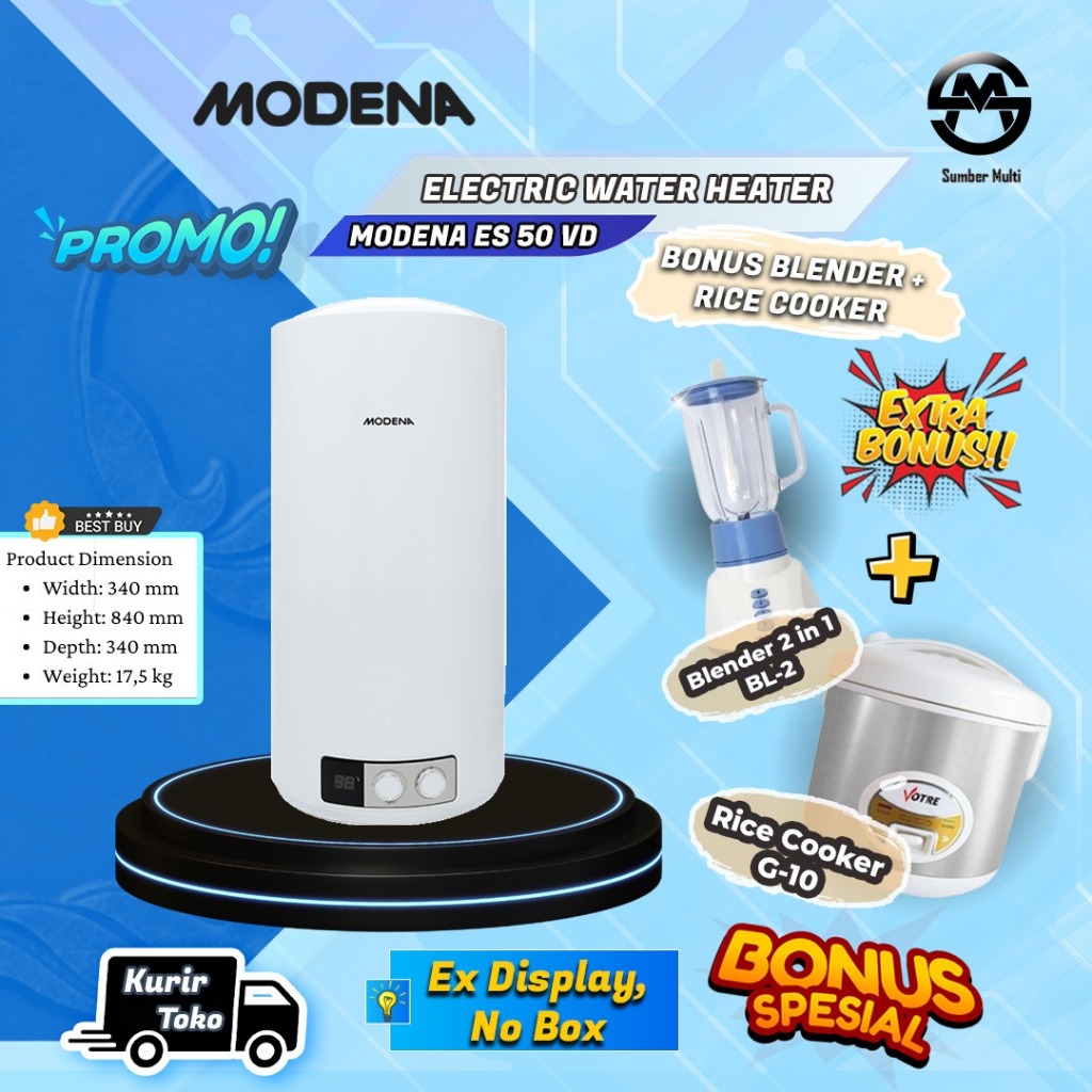 Jual WATER HEATER MODENA 50 LITER - ES 50 VD BONUS BLENDER /RICE COOKER ...