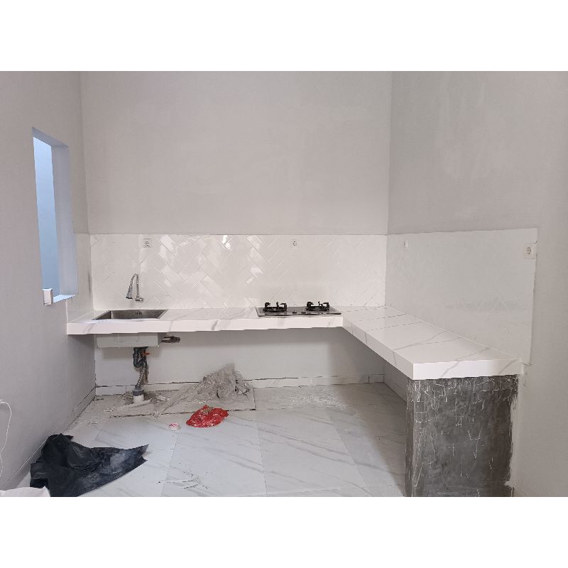 Jual TOP TABLE SOLID SURFACE MEJA DAPUR BACKPLASH CARARA | Shopee Indonesia
