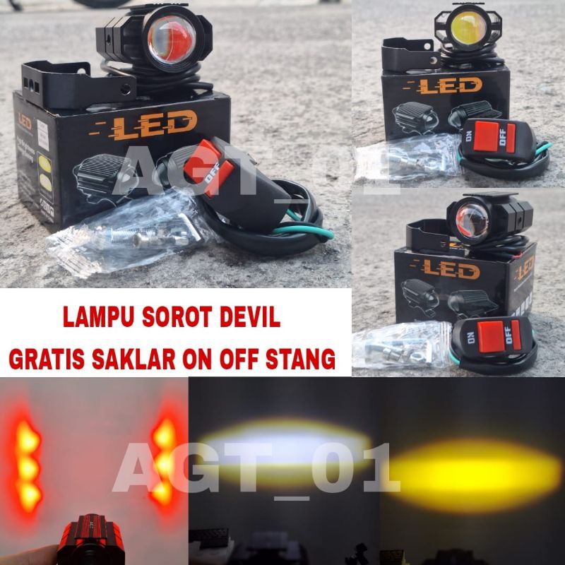 Jual LAMPU SOROT R9 LASER GUN LED SUPER TERANG PLUS DEVIL MERAH / LAMPU ...