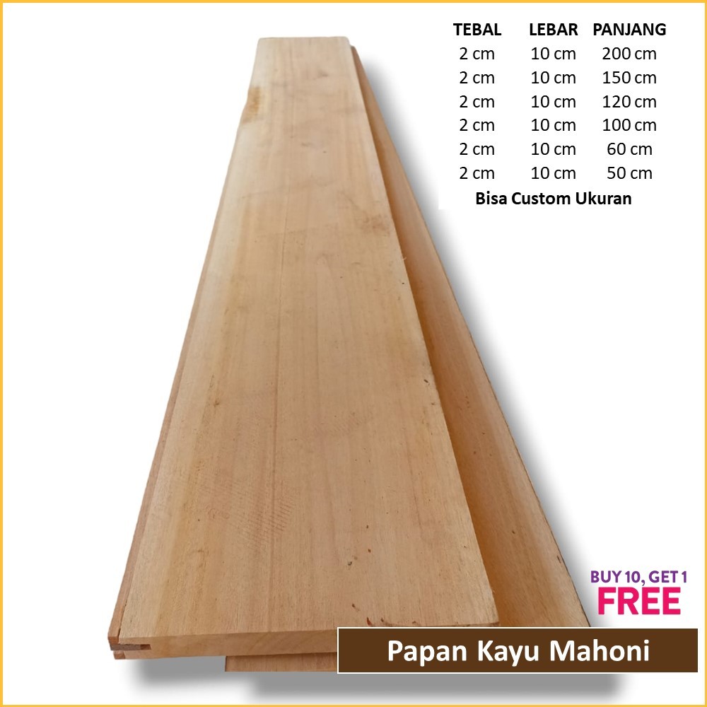 Jual Papan Kayu Mahoni Serut Halus Ukuran 2 x 10 x 200 cm | Shopee ...