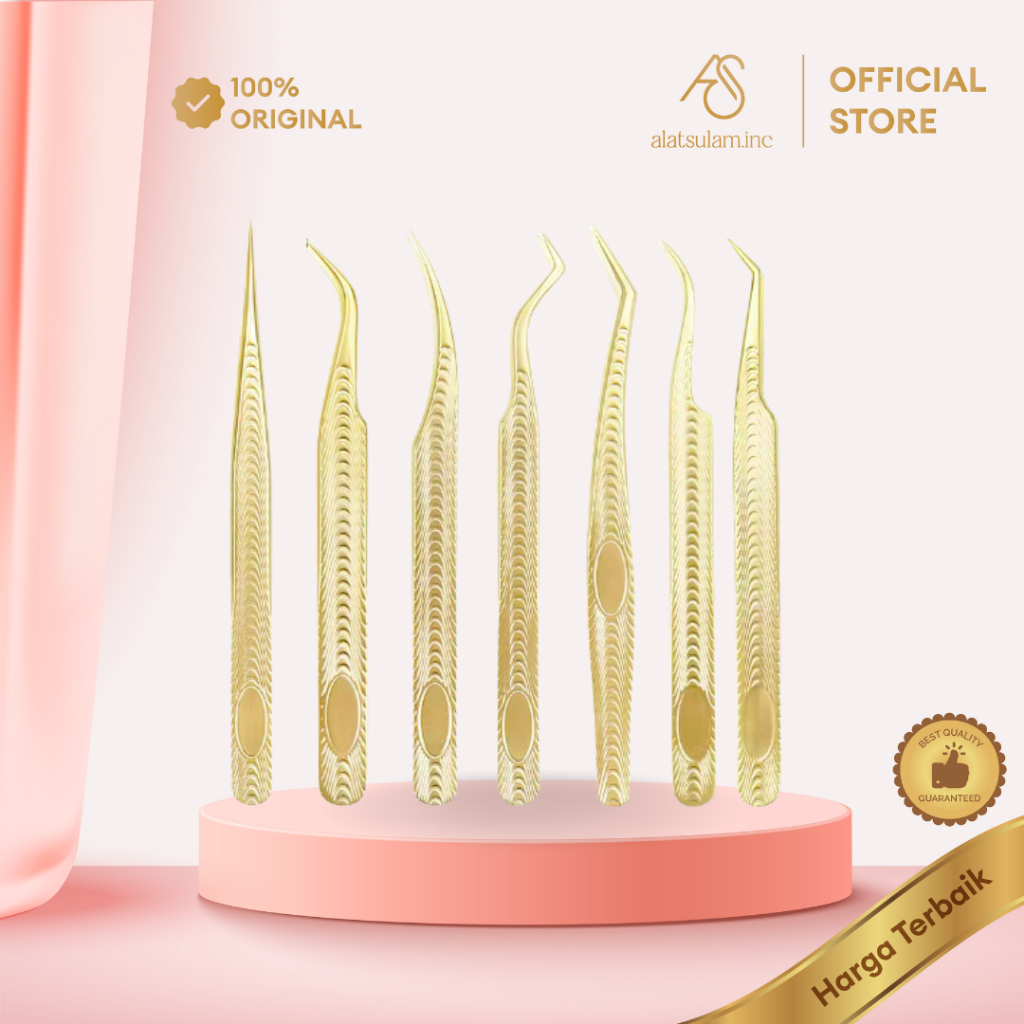 Jual Pinset Premium Gold For Eyelash Extension / Tweezers Gold Eyelash ...