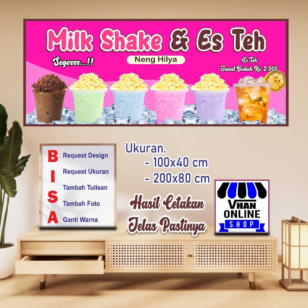 Jual Cetak Spanduk Banner Untuk Usaha Minuman Milk Shake Dan Es Teh ...