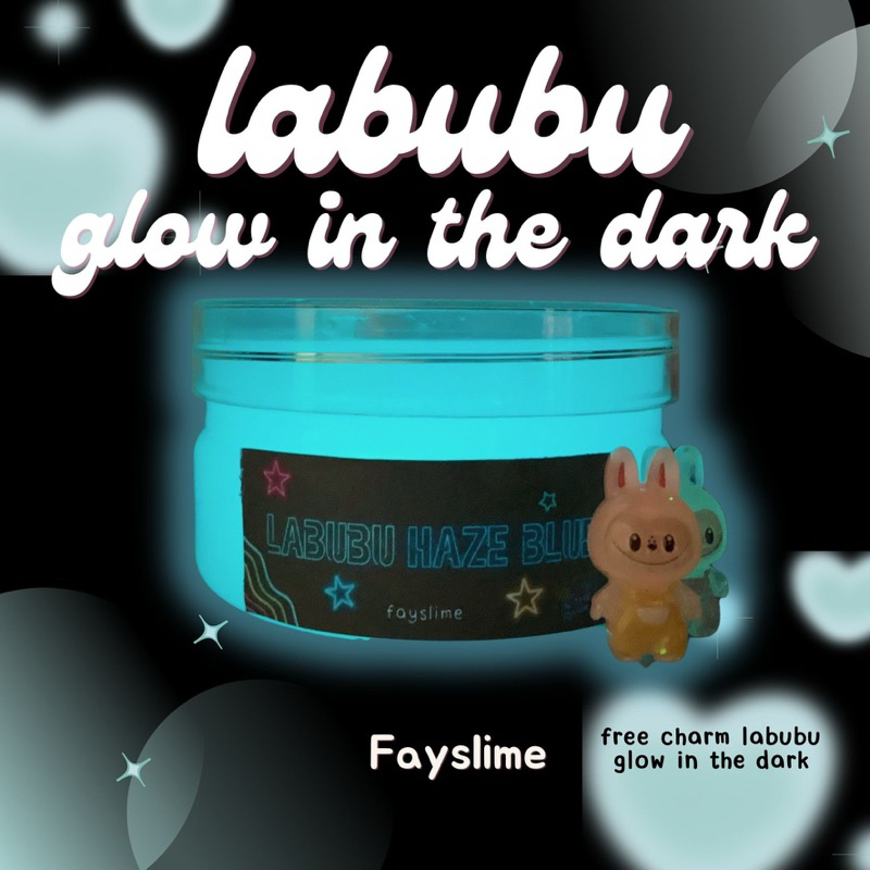 Jual Labubu haze blue water slime | glow in the dark slime | water ...