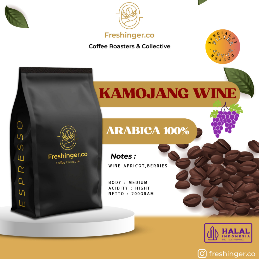 Jual KOPI ARABIKA WINE GARUT KAMOJANG (FILTER COFFEE) 200gram | Shopee ...