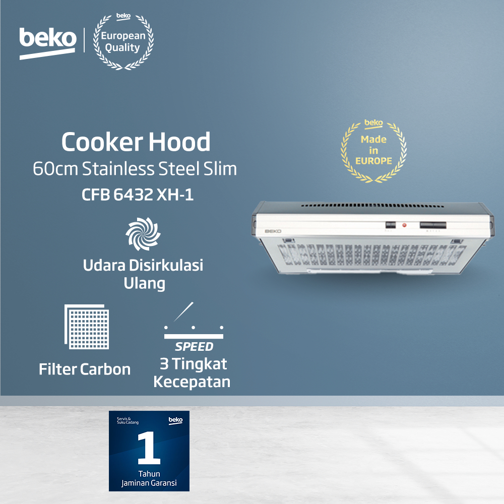 Jual Beko Penyedot Asap Dapur CFB6432XH-1 - Slim Hood 60cm (Stainless ...