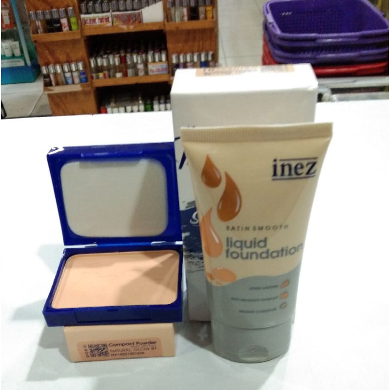 Jual inez paket bedak dan poundation | Shopee Indonesia
