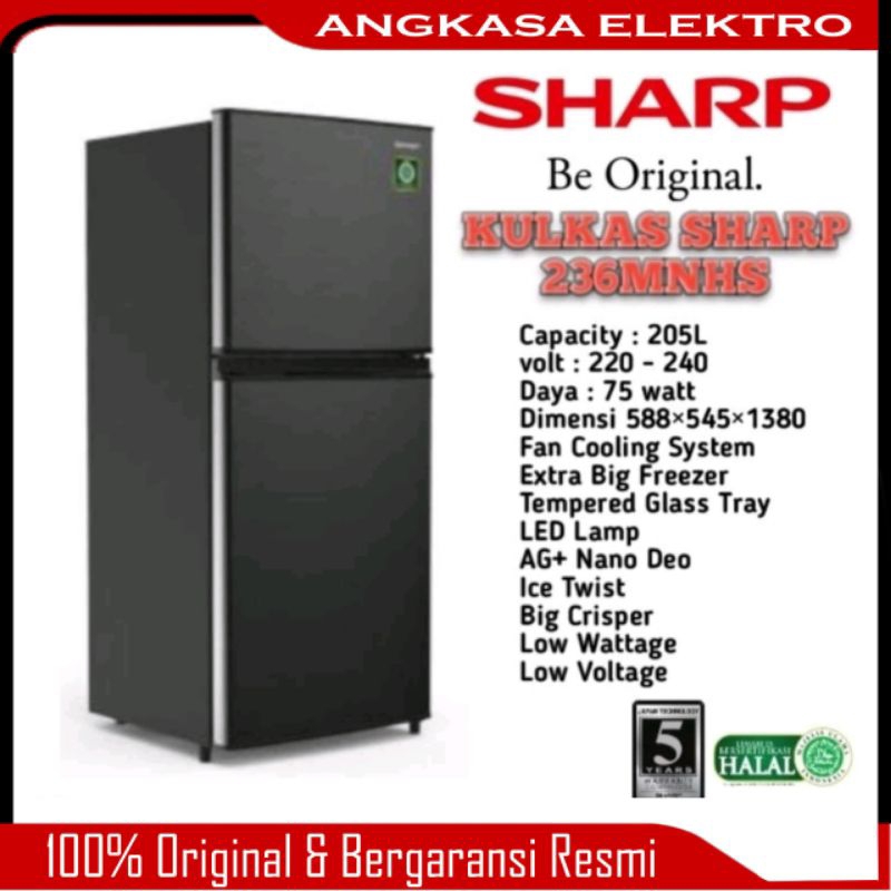 Jual KULKAS SHARP 2 Pintu 205 Liter SJ-236MNHS Garansi Resmi 5 Tahun ...