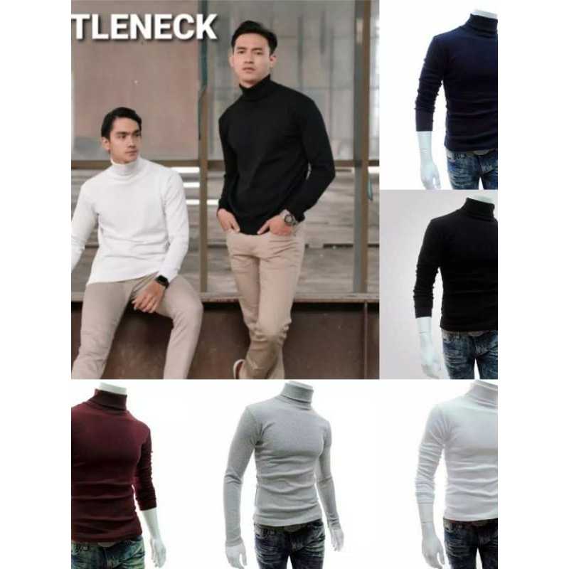 Jual KAOS TURTLE NECK PRIA LENGAN PANJANG / ATASAN PRIA / KAOS DISTRO PRIA / KAOS KERAH TINGGI ...