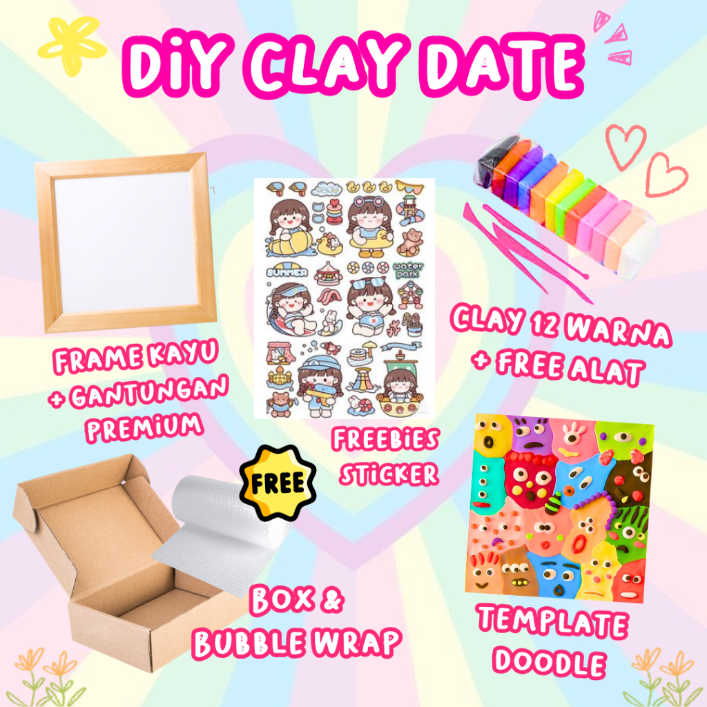 Jual DIY Clay Date Couple 1 Set Frame Ugly Doodle | Ide Clay Date ...