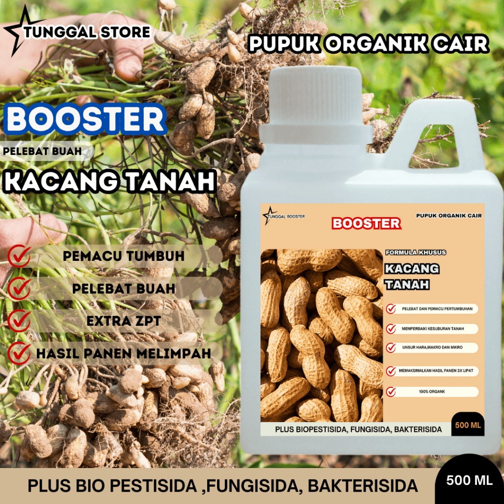 Jual PUPUK BOOSTER CAIR, PELEBAT DAN PERANGSANG KACANG TANAH, PLUS HORMON ORGANIK 500 ML ...