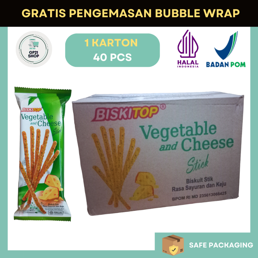 Jual Biskitop Vegetable and Cheese Sticks 1 Dus (40 pcs x 50gr) - Snack ...