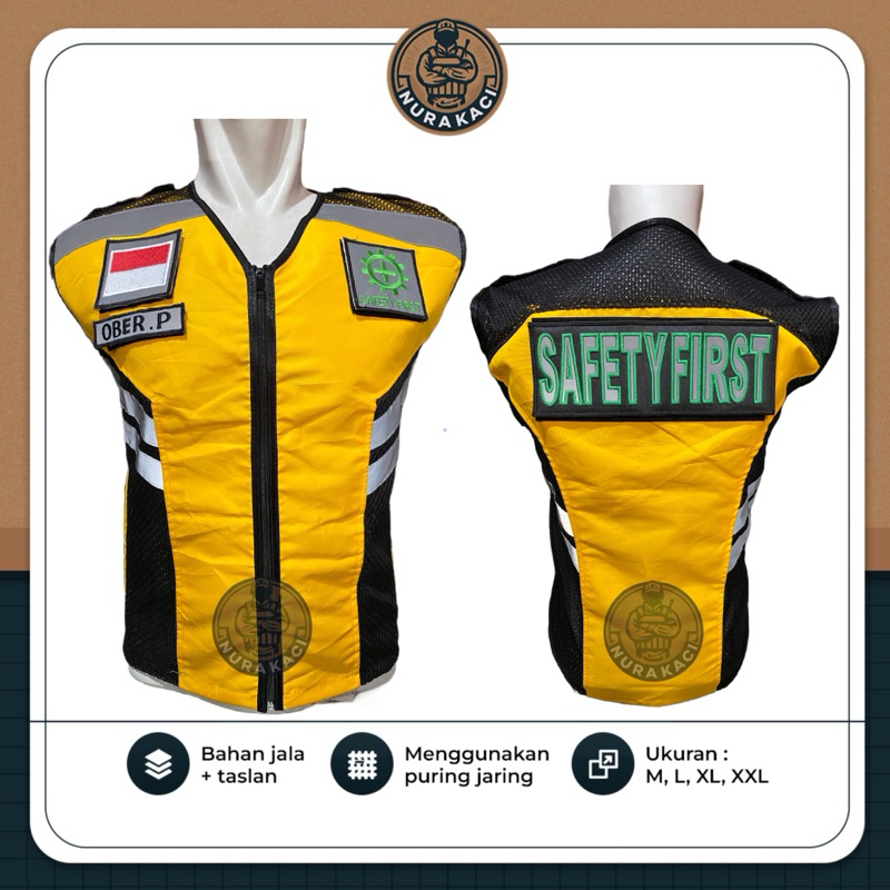 Jual Rompi Safety First Vest K3 Tipis Kuning Taslan Kombinasi Jaring ...