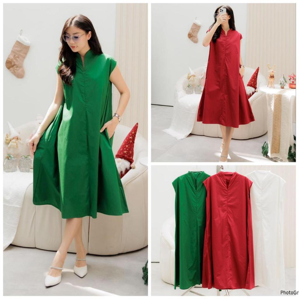 Jual DRESS SLETING LENGAN PENDEK / DRESS MERAH NATAL PUTIH | Shopee ...