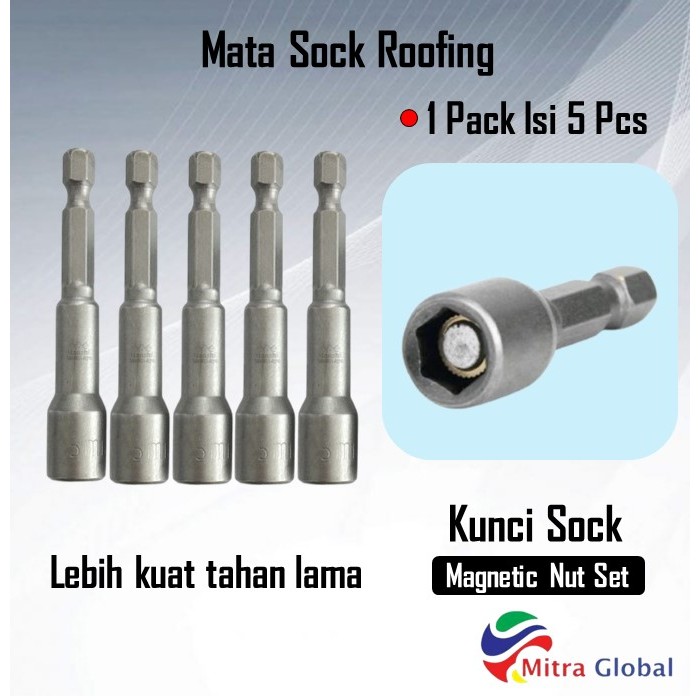Jual Kunci Mata Sok Baut Roofing MAGNETIC Bor 8 x 65 Bagus Kuat 1 Pack Mata Socket Bor Roofing 8 ...
