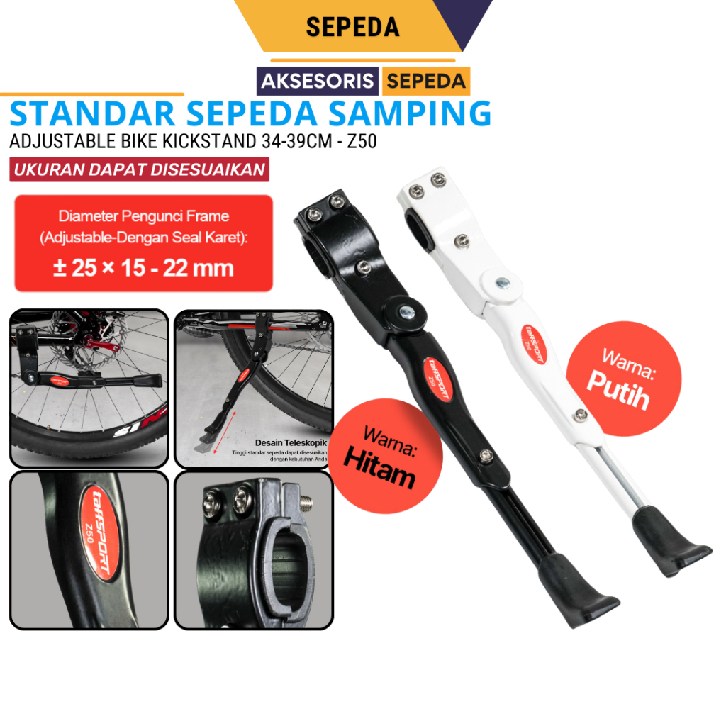 Jual Standar Sepeda Samping TaffSPORT Adjustable 31–37cm Besi Untuk ...