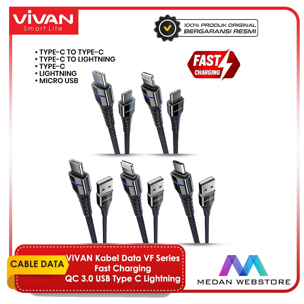 Jual VIVAN Kabel Data VF Series Fast Charging Quick Charging 3.0 USB ...