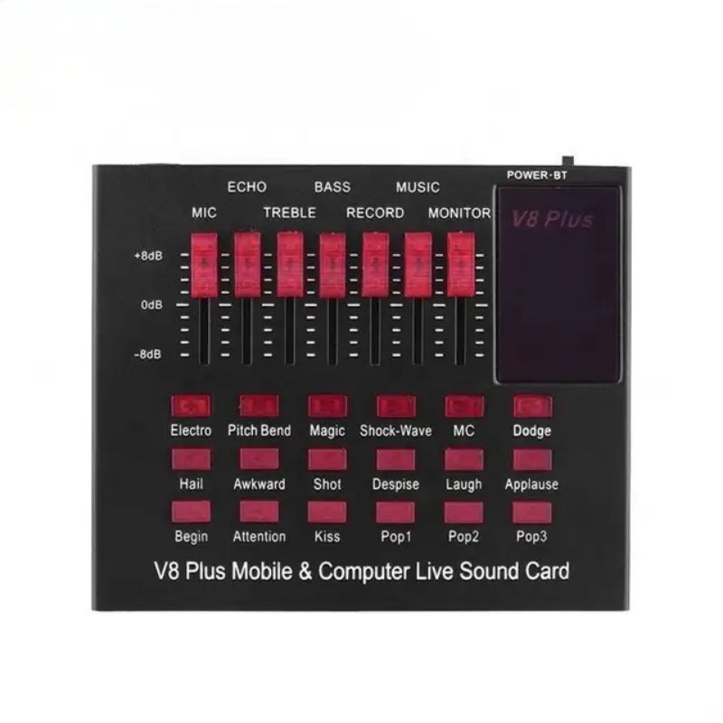 Jual Soundcard V8 Plus Bluetooth Audio Mixer Sound Card External V8 ...